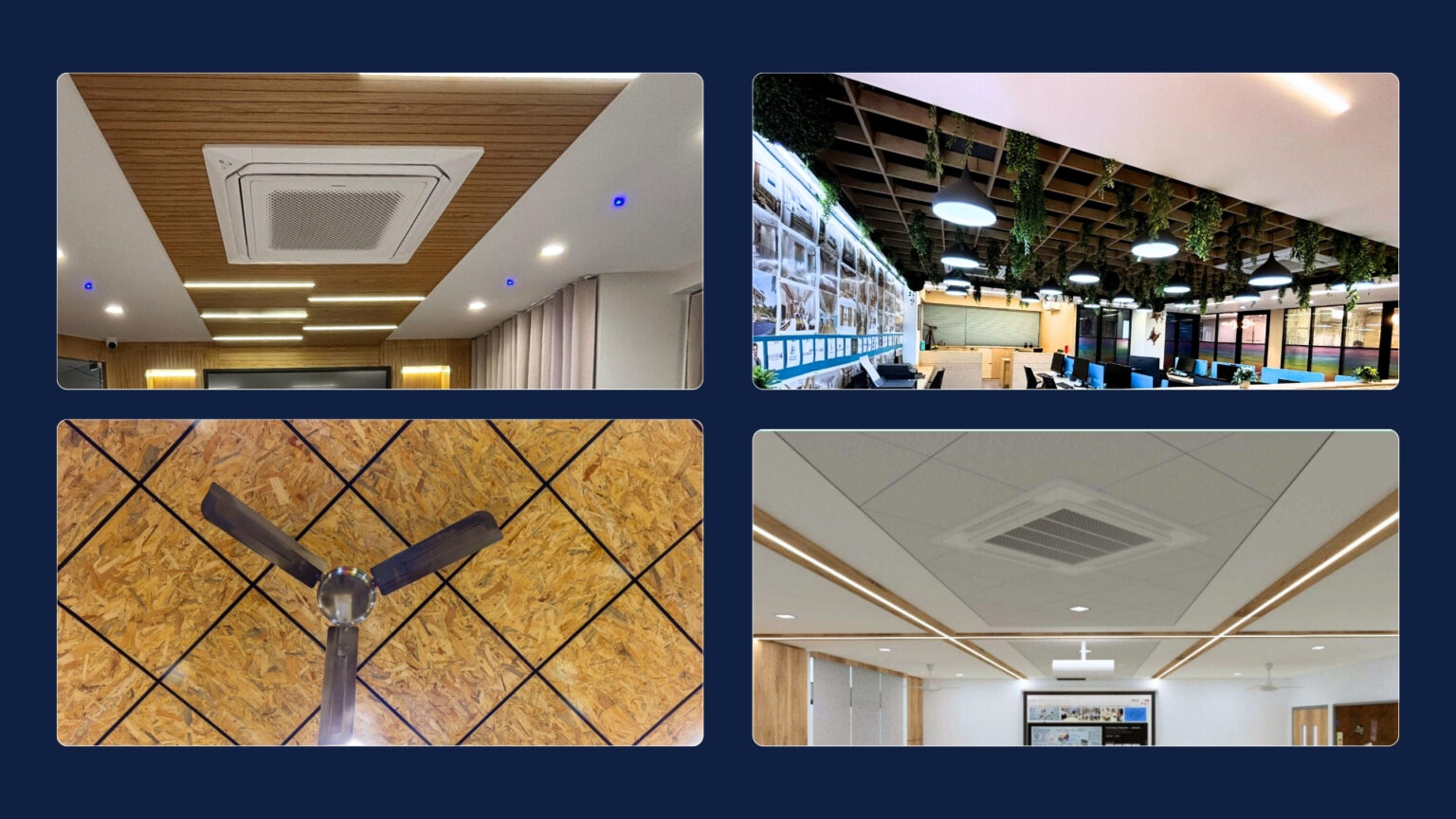 Types of False Ceiling in commercial interior design - Vibrant Design ...